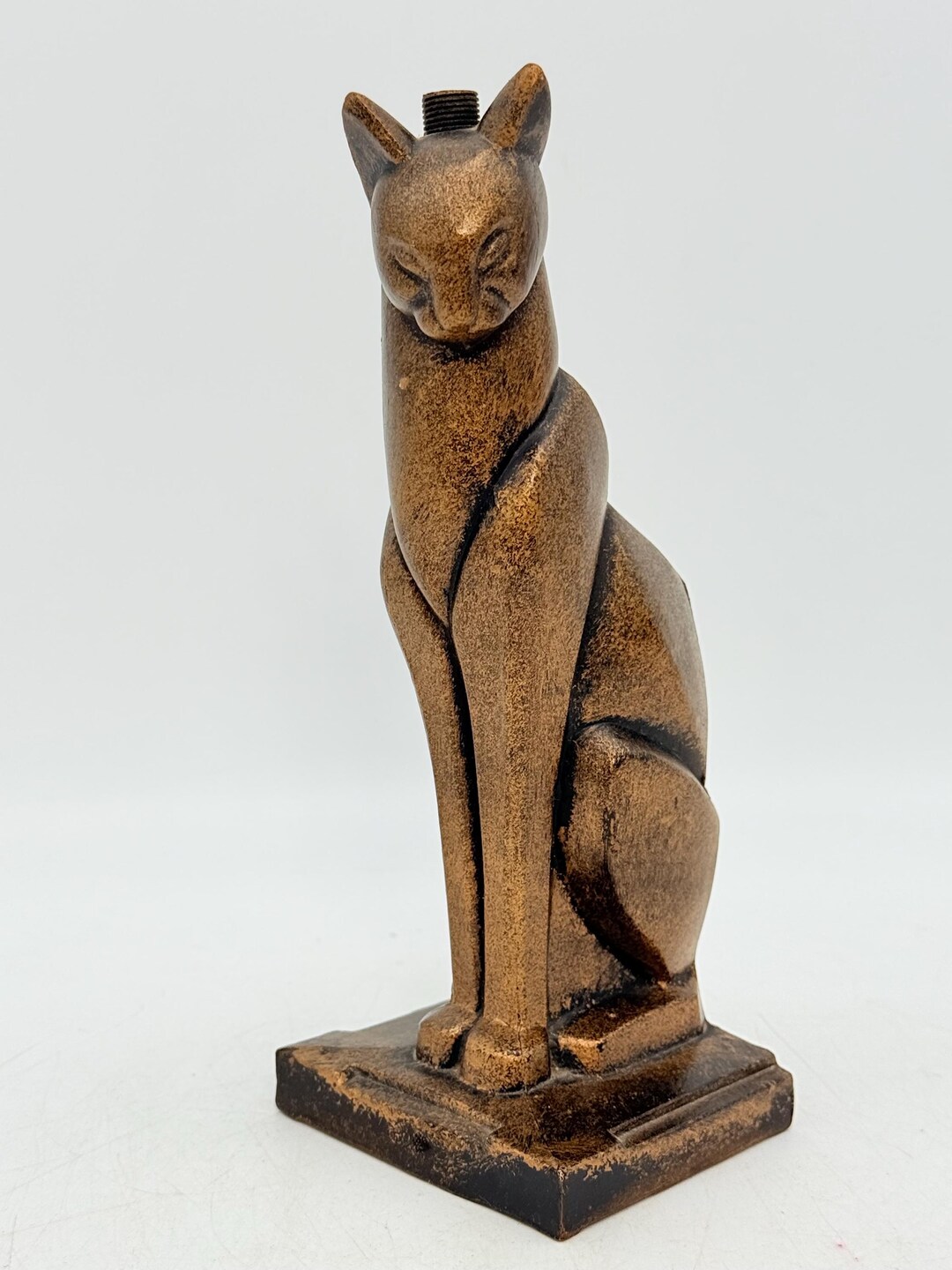 Vintage Art Deco Siamese Cat Bookend Lamp Base | Cast Metal Bronze ...