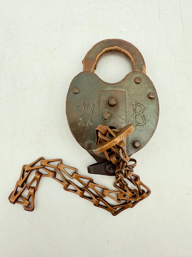 Vintage Wilson Bohannan Heart Shaped Railroad Padlock, Brass WB Stamped ...