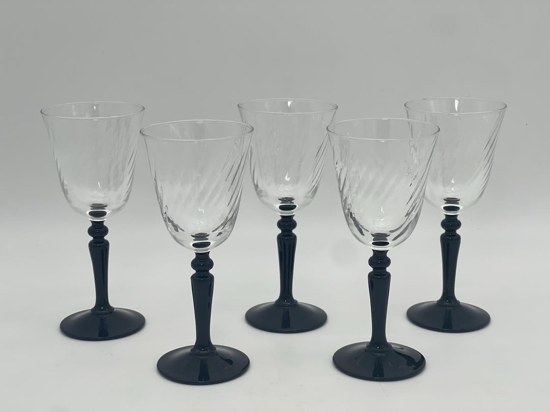 Set of Five Luminarc Optic Swirl Wine Glasses | Vintage Luminarc France ...