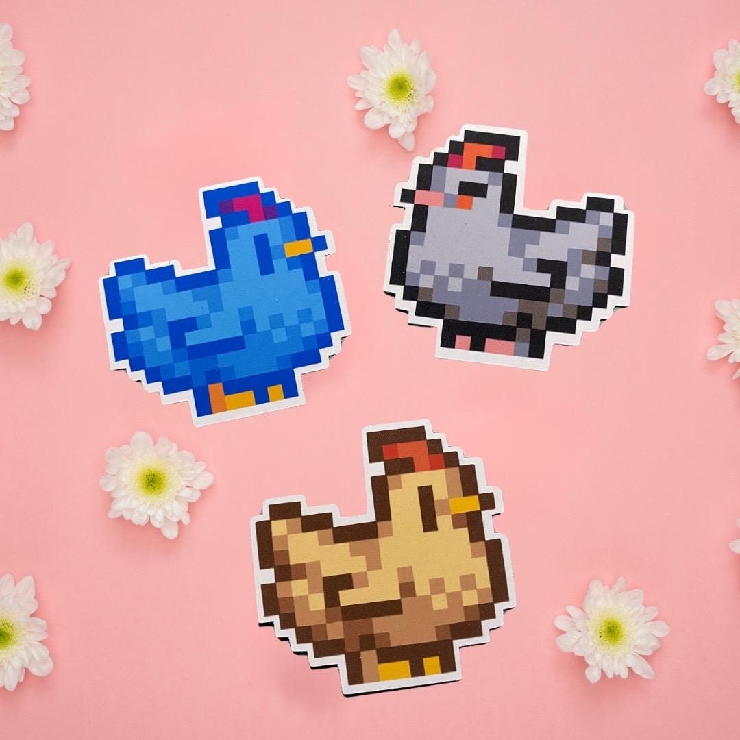 Pixel Chicken Sticker Stardew Laptop Sticker Vinyl Sticker Journal ...