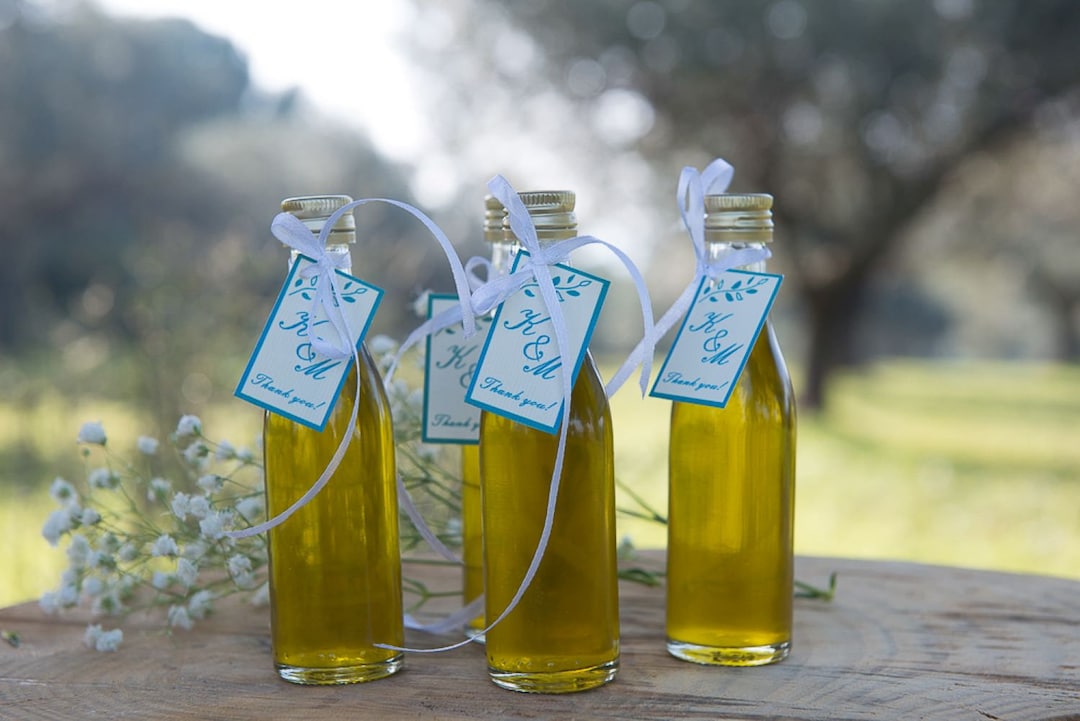 120 Mini Glass Bottles Greek BIO Extra Virgin Olive Oil Wedding Bridal ...