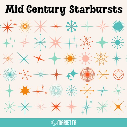 50s ATOMIC SHAPES Retro Googie Sign Shape 1950s Clipart Mid - Etsy