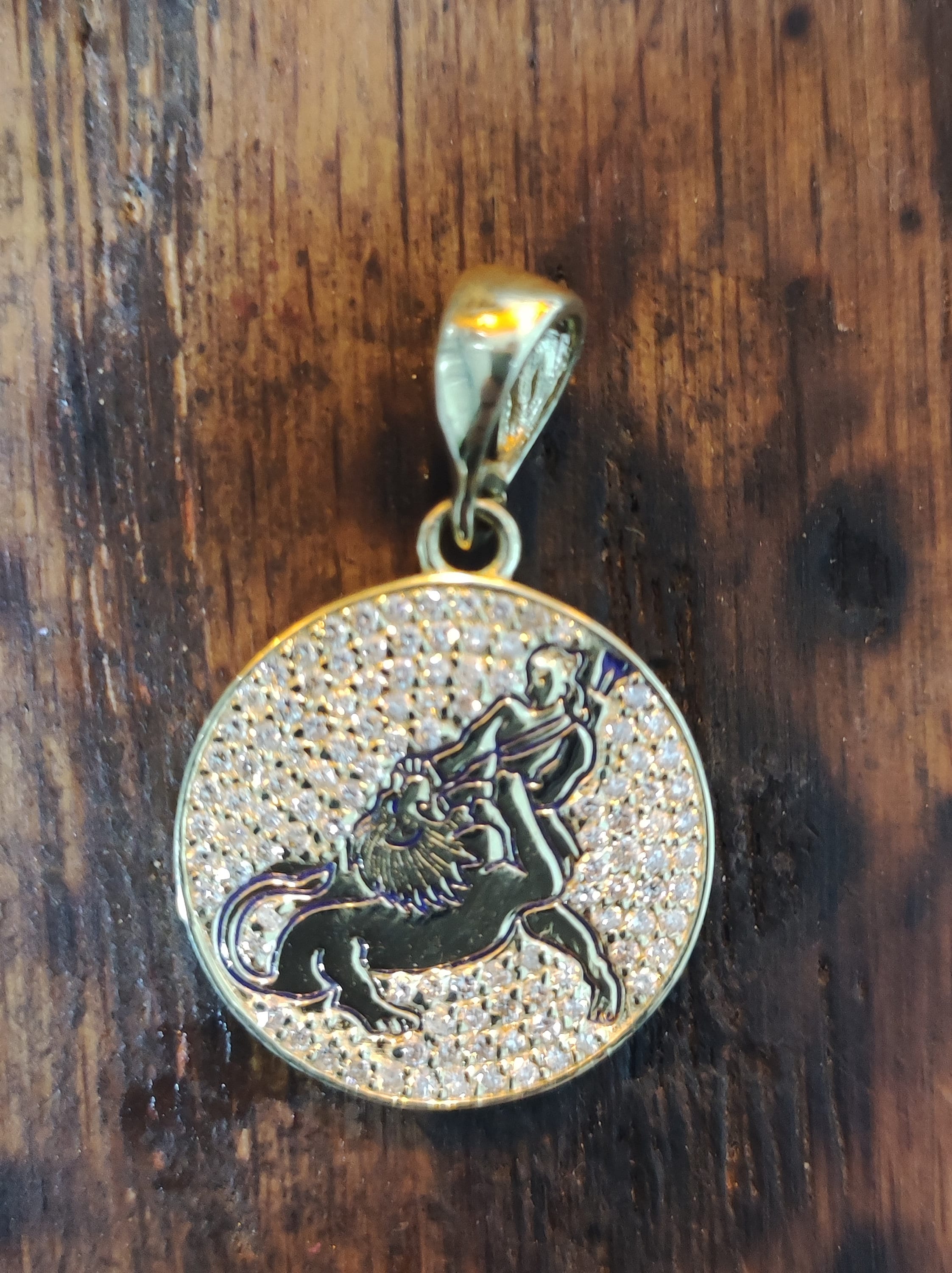 14k Yellow Gold Samson and the Lion Biblical Symbol Jewelry, Courage ...