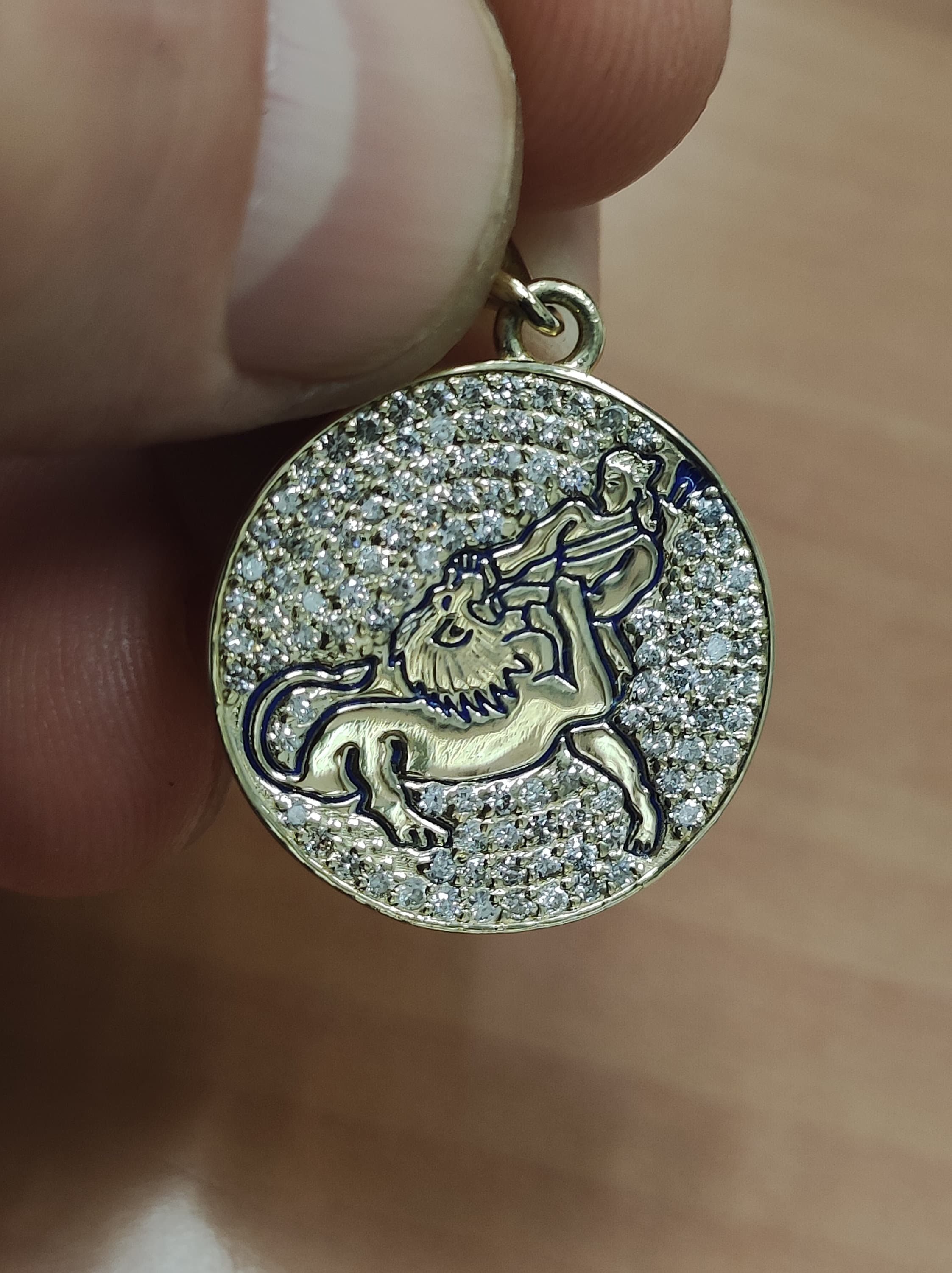 14k Yellow Gold Samson and the Lion Biblical Symbol Jewelry, Courage ...
