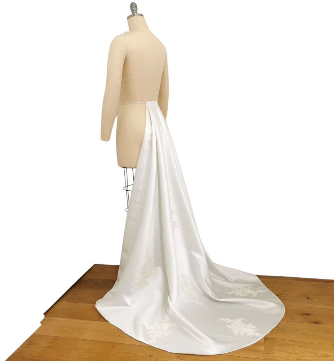 Bridal Detachable Train From Satin and Lace Details, Bridal Skirt, Long ...
