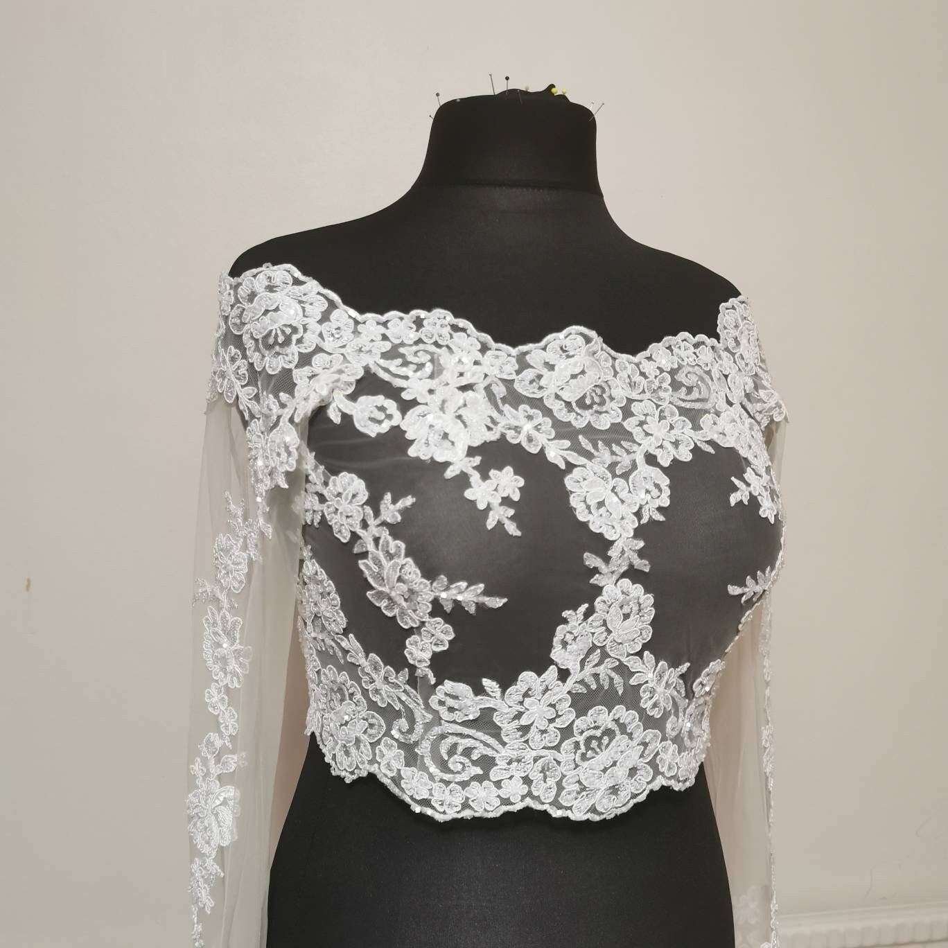 Illusion Tulle and Lace Wedding Bolero Ivory Lace Jacket | Etsy