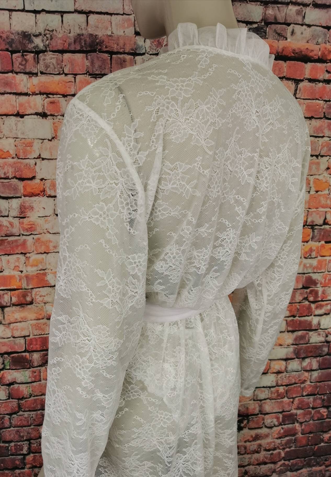 White Lace Robe Bridal robe Luxury Handmade Lingerie | Etsy