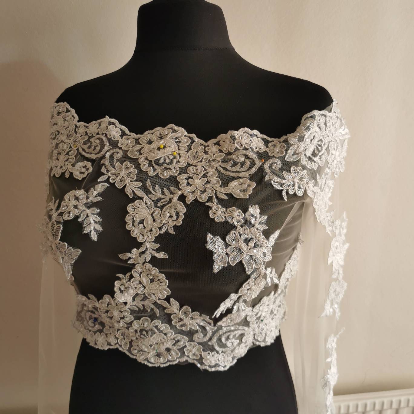 Illusion Tulle and Lace Wedding Bolero Ivory Lace Jacket | Etsy