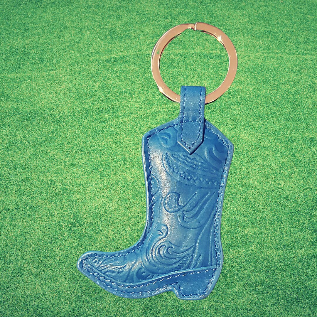 Leather Keychain Cowboy Boot Keychain Cowboy Boot Key Ring - Etsy