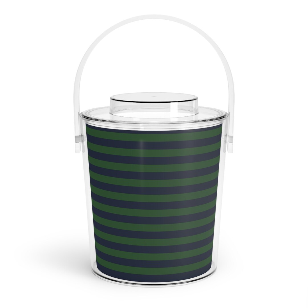 Ice Buckets With Lids, Navy & Green Stripe Ice Bucket - Etsy