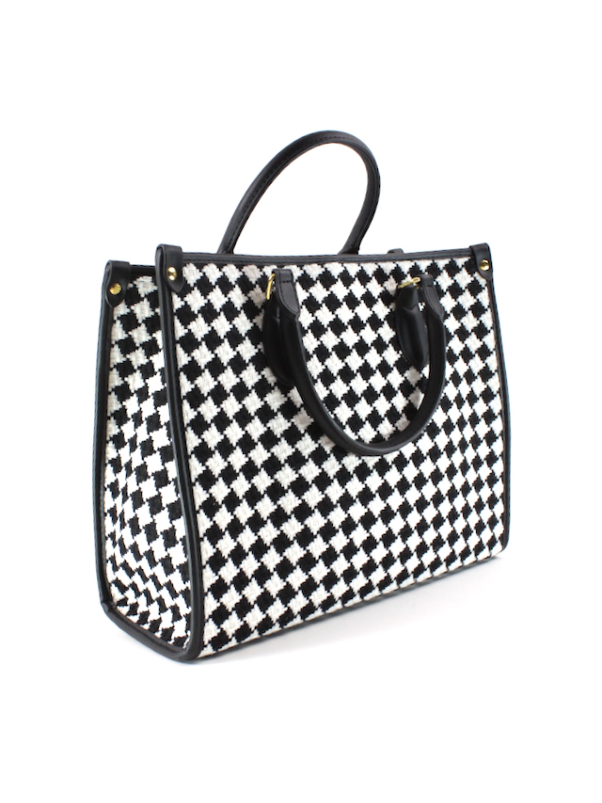 Black and White Handbag, Houndstooth Top Handle Purse, Houndstooth ...