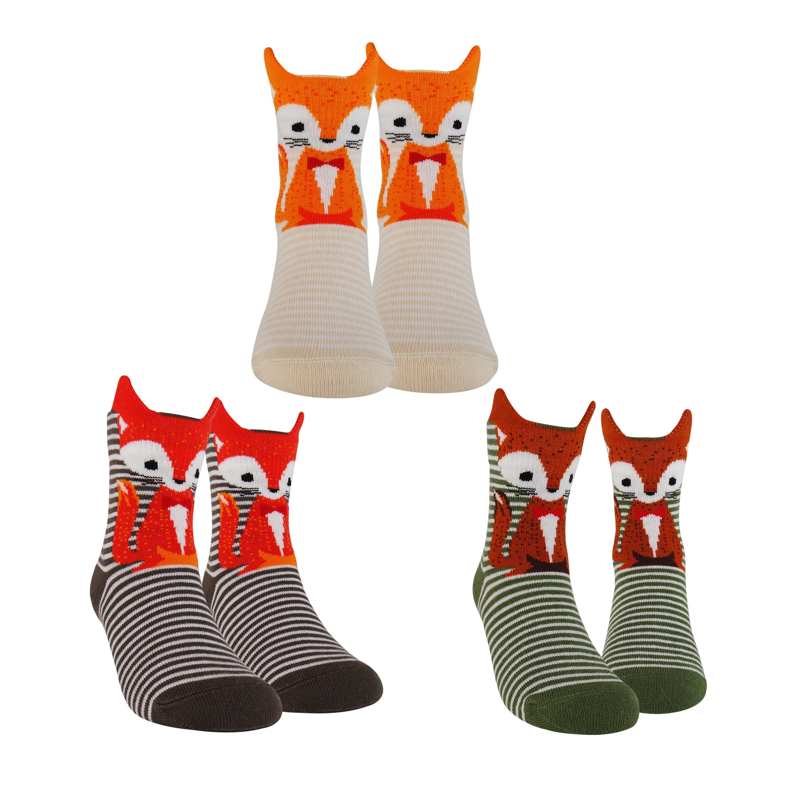 Kid's 3d Fox Crew Socks, 3d Animal Sock, Fall Socks, Orange Color Foxes ...