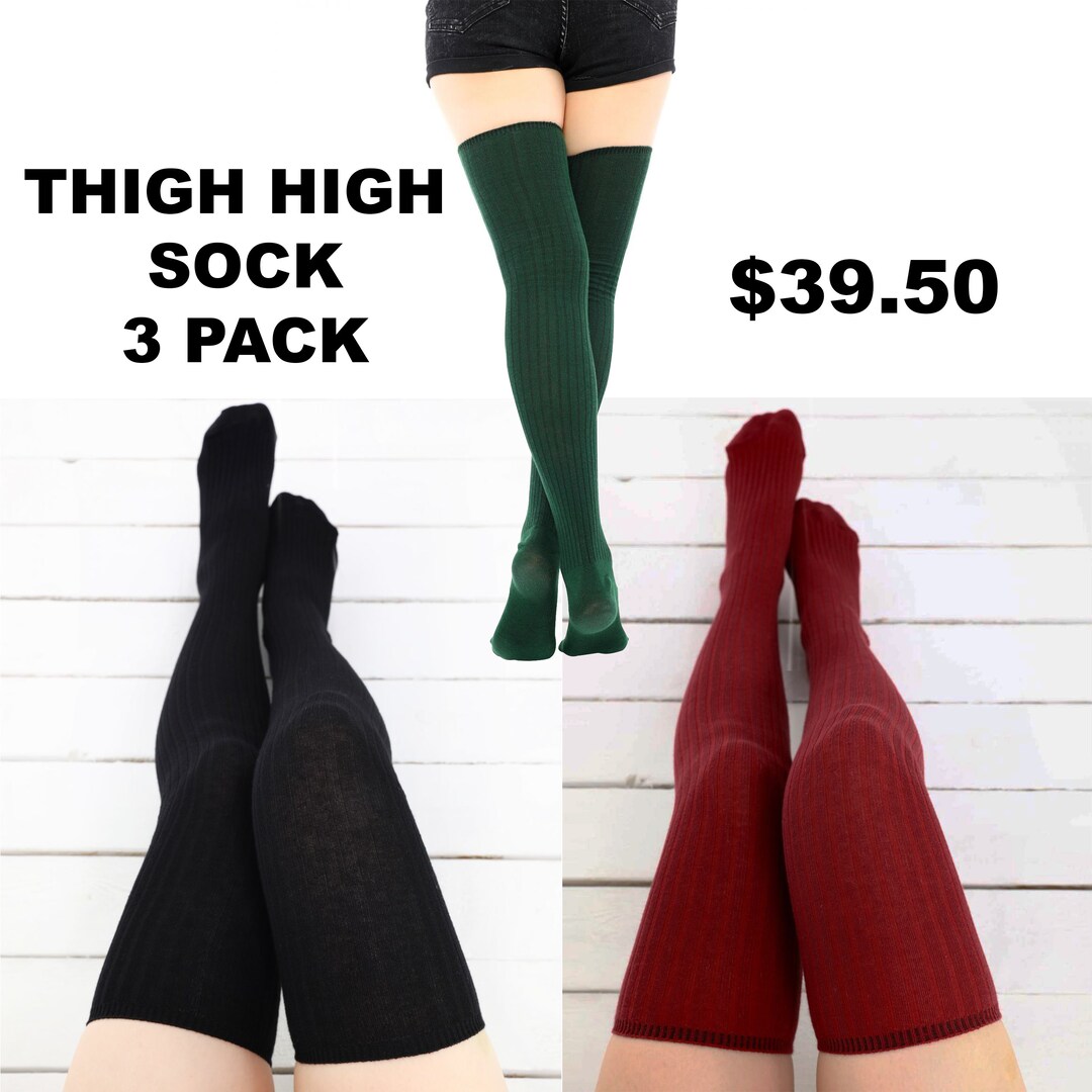 Women's Long Over the Knee Socks, Xmas Gift for Her, Christmas Colors ...