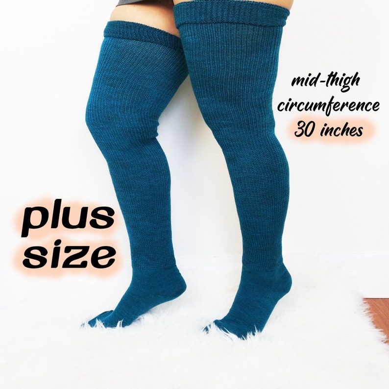 PLUS SIZE Thigh High Socks, Women's Extra Long Over the Knee Stocking ...