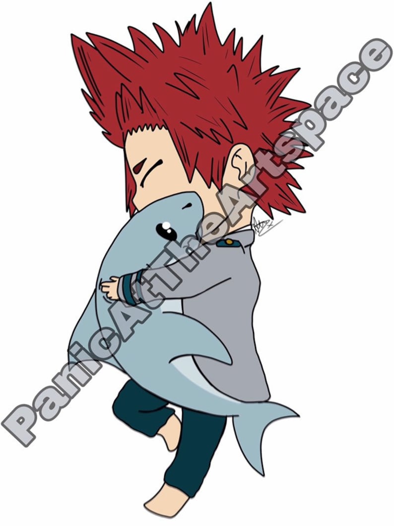 Kirishima Cuddling Shark Matt Stickers MHA - Etsy España