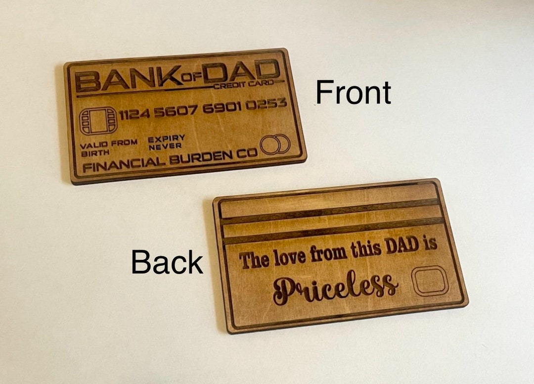 Wooden Engraved Bank of Dad Credit Card - Etsy