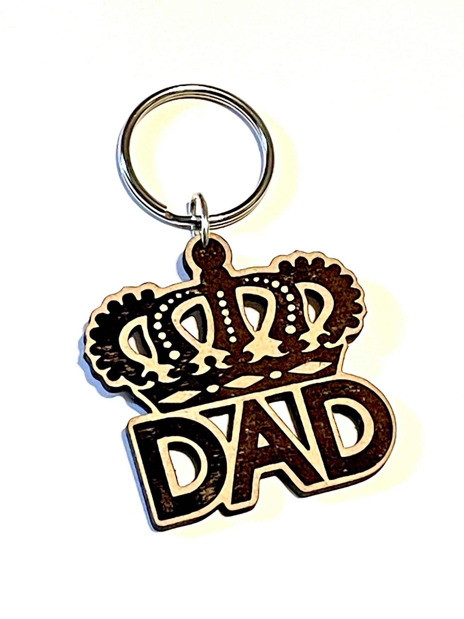 Fathers Day Wooden Dad Crown keychain Gift For Him | Etsy