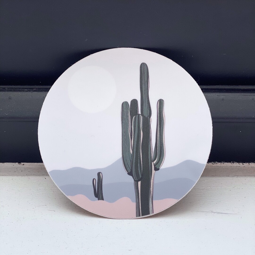 Cactus Sticker, Vinyl Sticker, Circle, Pink, Succulent - Etsy