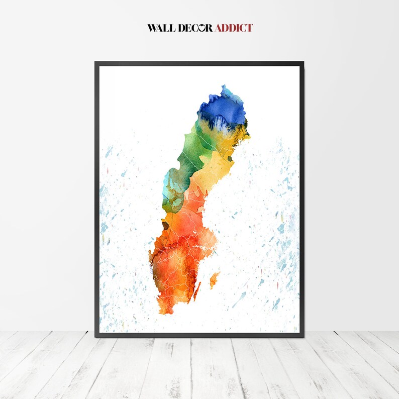 Sweden Map Sweden Map Art Sweden Map Print Sweden Map | Etsy