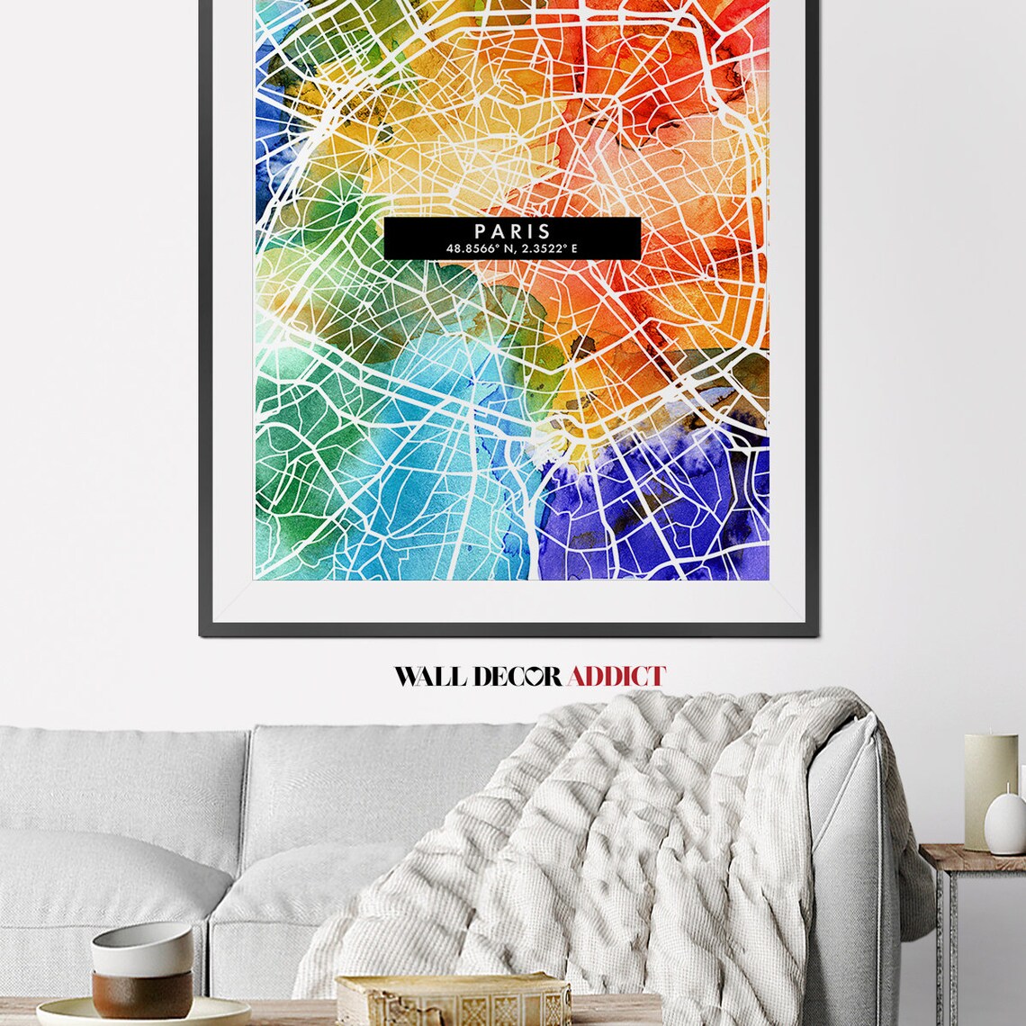 Paris Map Poster Paris Map Print City Coordinates Wall Art - Etsy