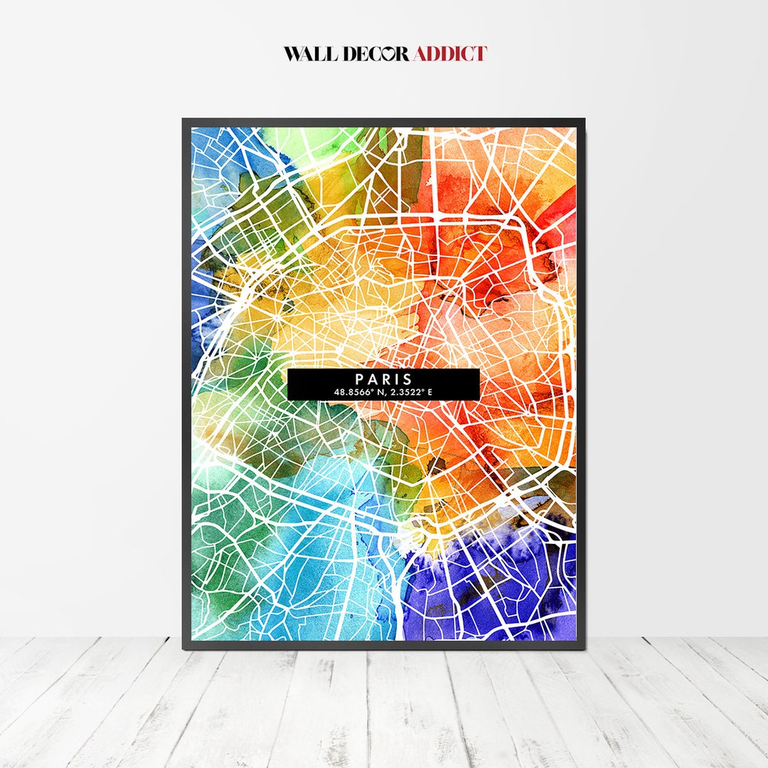 Paris Map Poster Paris Map Print City Coordinates Wall Art - Etsy