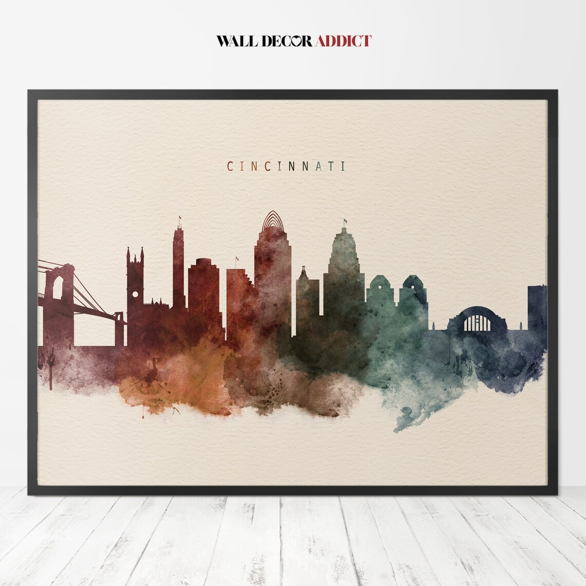 Cincinnati skyline print Cincinnati poster Cincinnati | Etsy