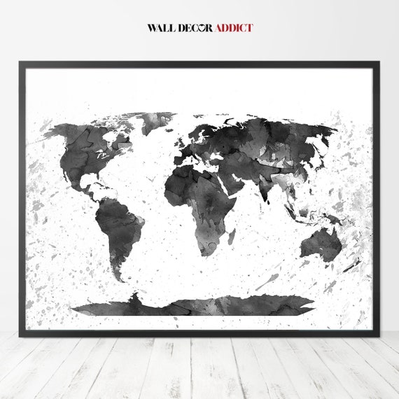 World map print world map art world map wall art home | Etsy