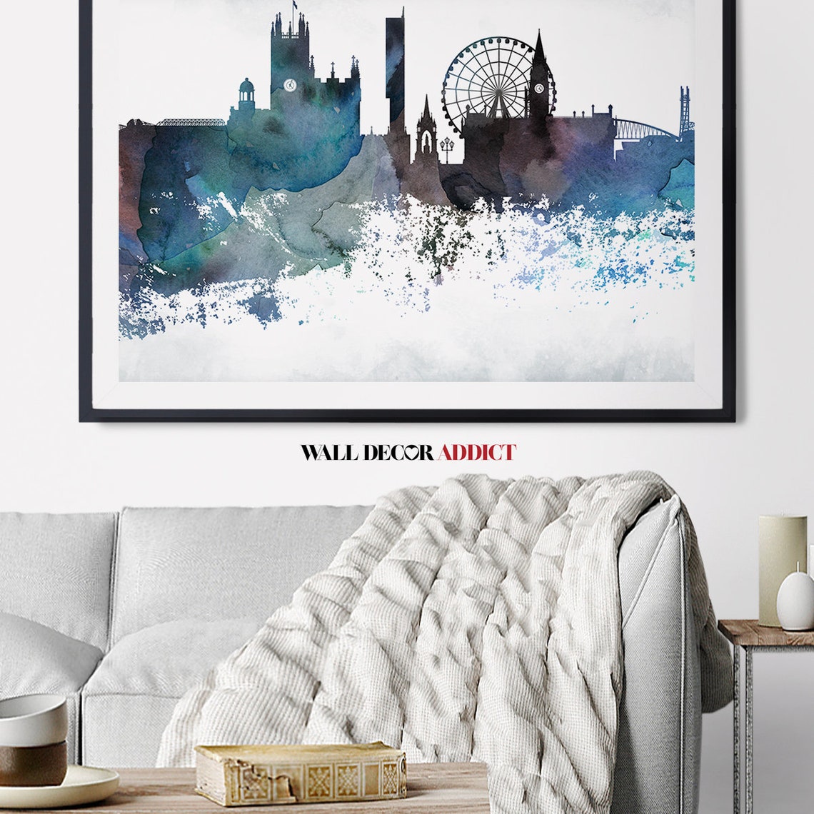 Manchester Skyline Poster Manchester Print Manchester Wall | Etsy