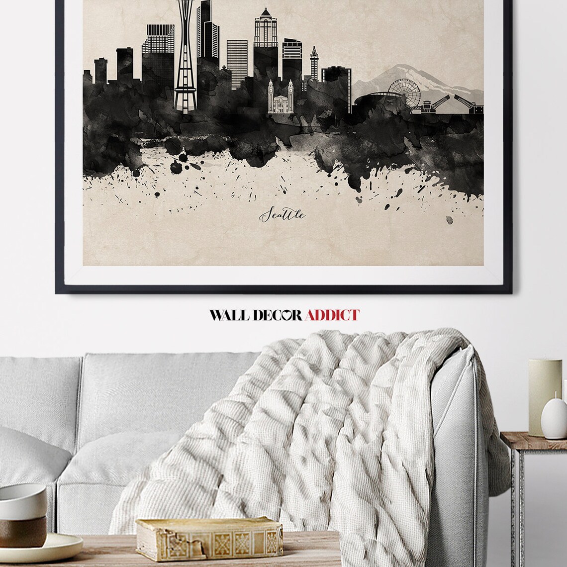 Seattle Print Seattle Skyline Poster Seattle Wall Art Home | Etsy