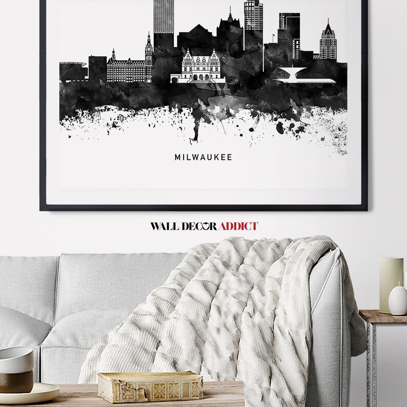 Milwaukee Poster Milwaukee Skyline Print Milwaukee Wall Art - Etsy