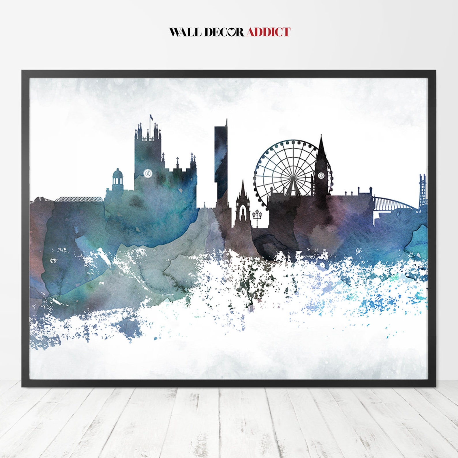 Manchester Skyline Poster Manchester Print Manchester Wall | Etsy