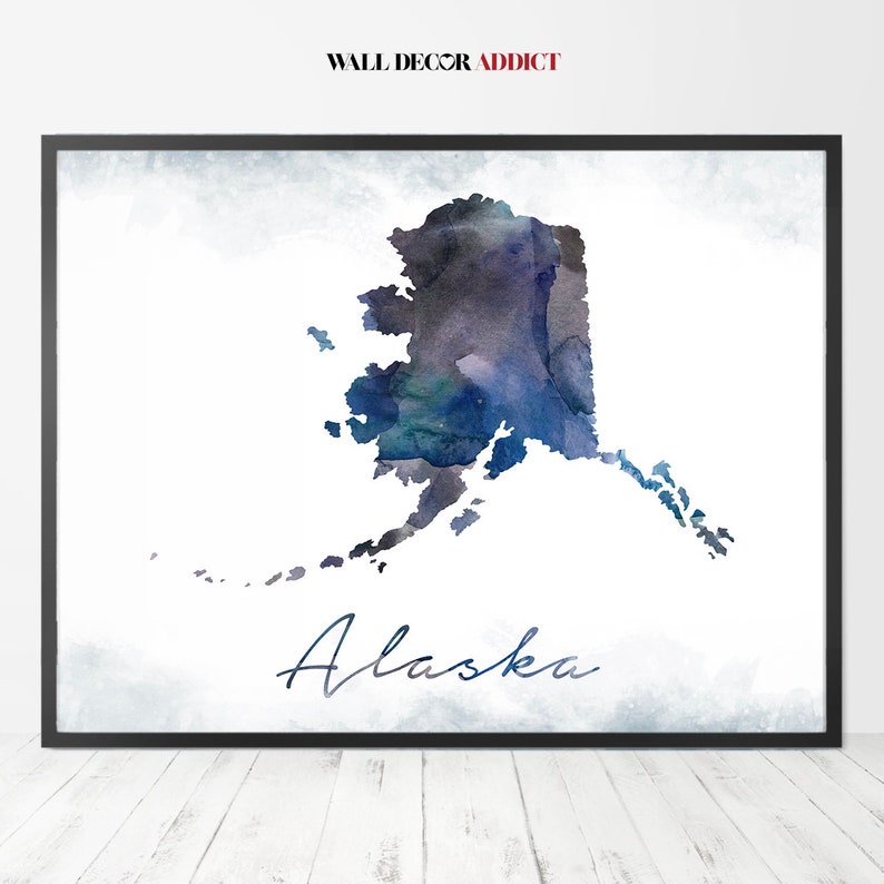 Alaska Map Print Alaska Map Alaska Wall Art State Map Art | Etsy