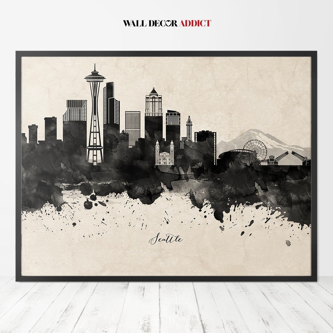 Seattle Print Seattle Skyline Poster Seattle Wall Art Home - Etsy