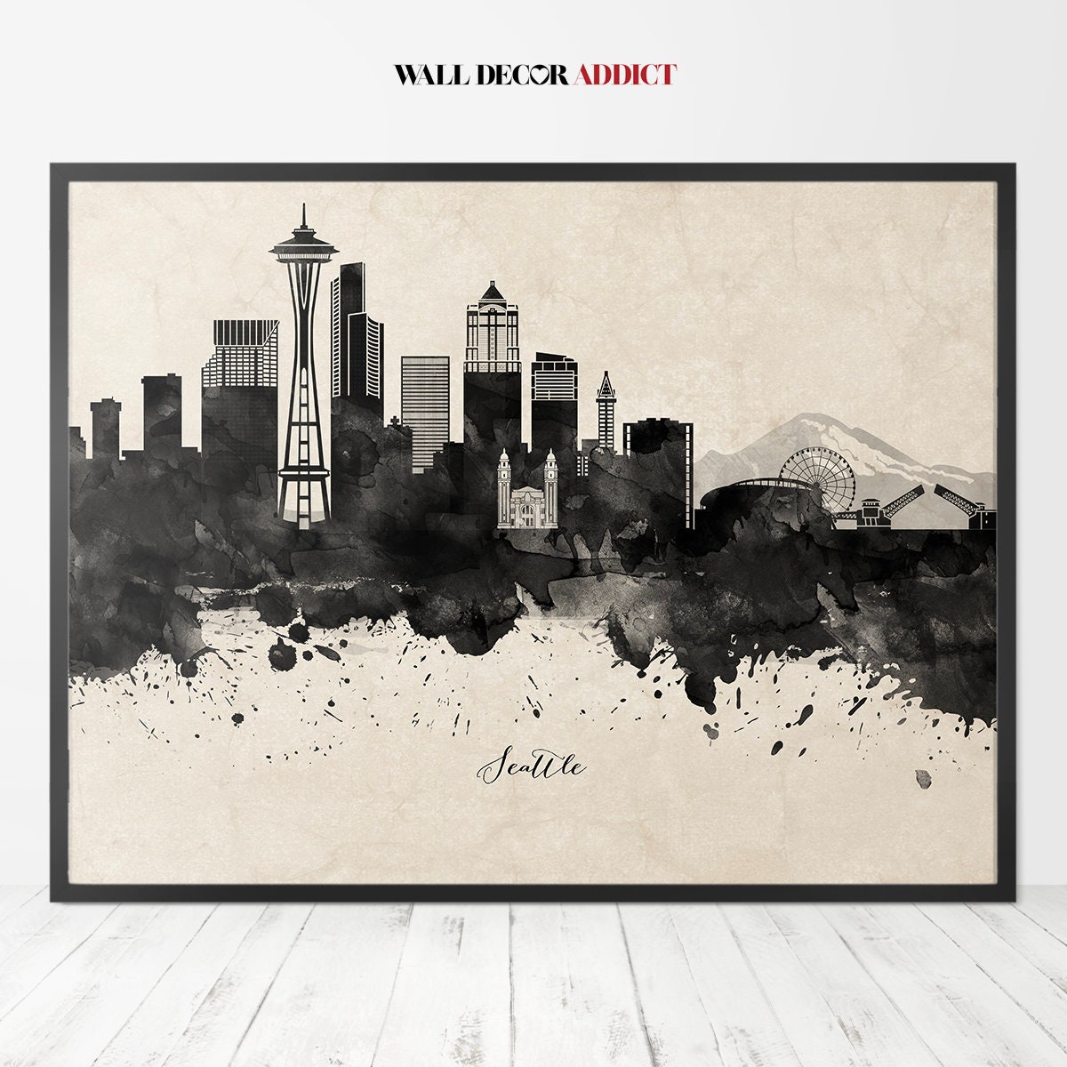 Seattle Print Seattle Skyline Poster Seattle Wall Art Home - Etsy