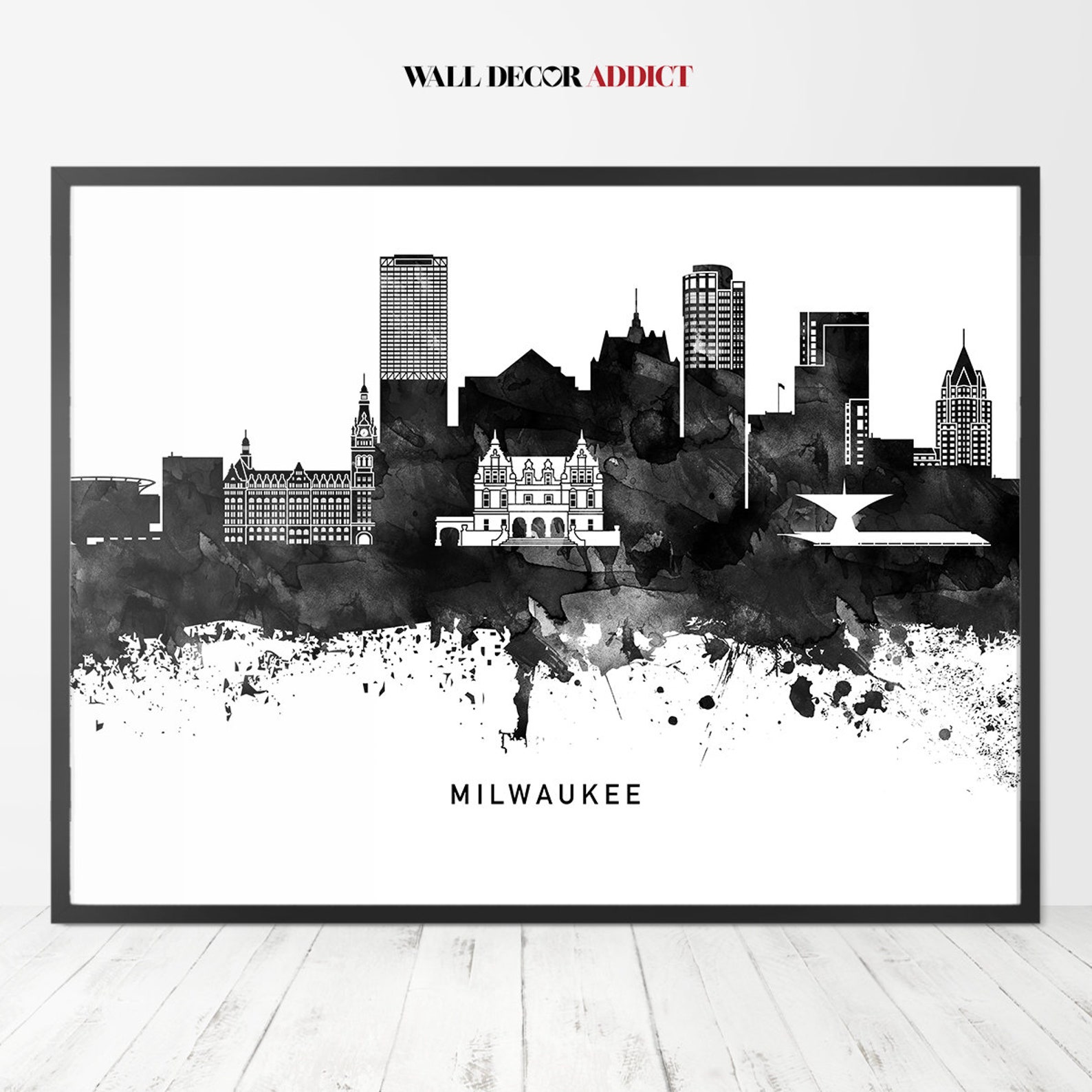 Milwaukee Poster Milwaukee Skyline Print Milwaukee Wall Art | Etsy