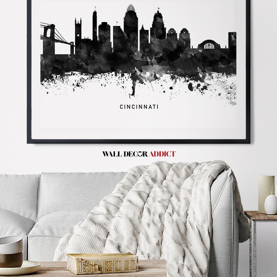 Cincinnati Print Poster Cincinnati Skyline Wall Art Home - Etsy