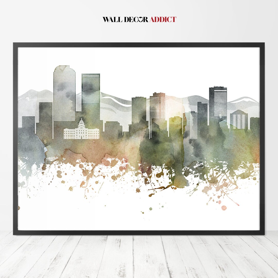 Denver Skyline Print, Poster, Denver Wall Art, Home Decor, Travel Gift ...