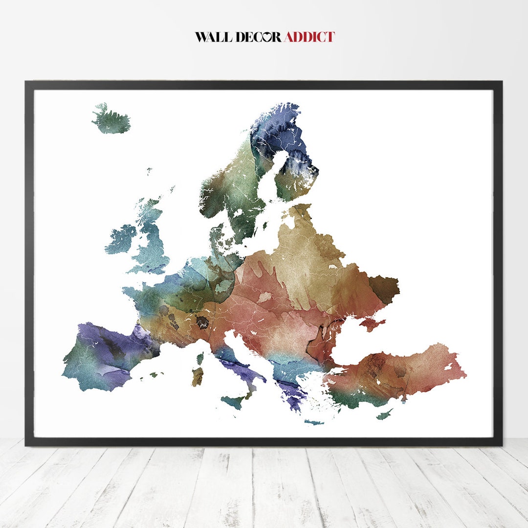 Europe Map Print Europe Map Art Europe Print Wall Art Home - Etsy UK