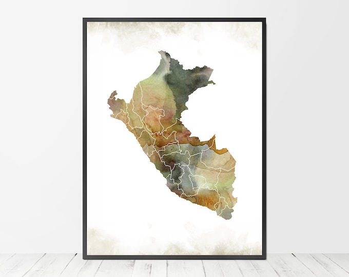 Peru Map Print, Peru Street Map Poster, South America, Modern ...