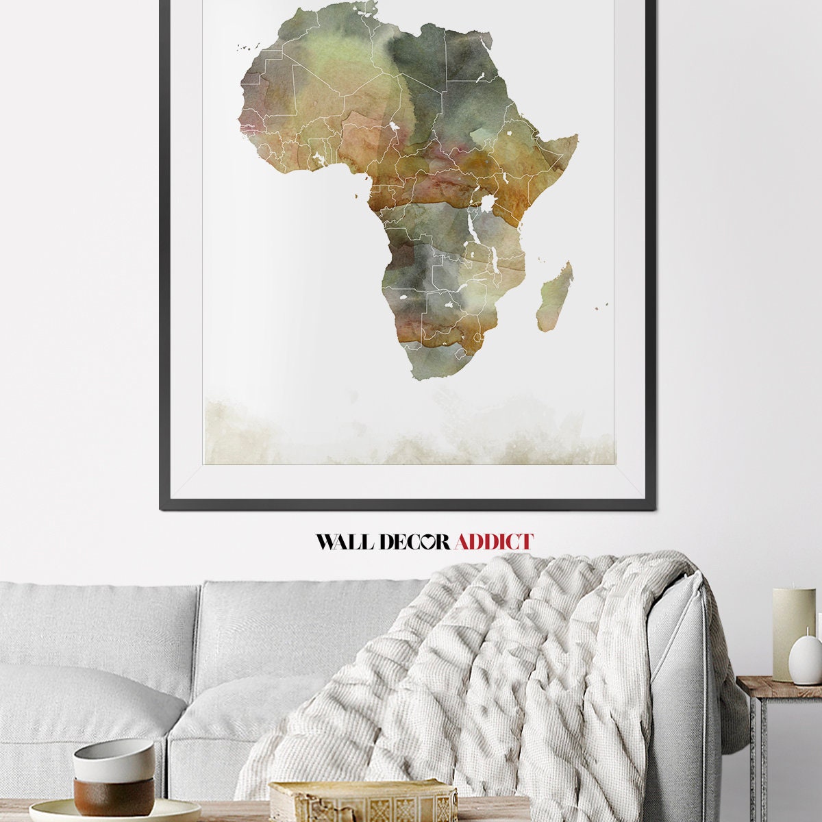 Africa map, Africa map art, Africa map print, Africa map poster, Wall ...