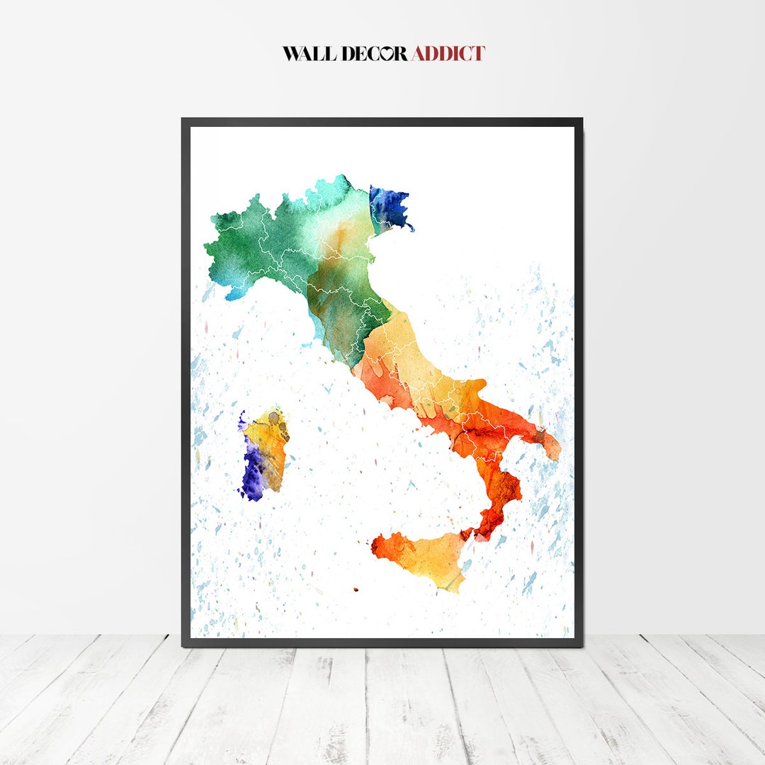 Italy Map, Italy Map Art, Italy Map Print, Italy Map Poster, Wall Art ...
