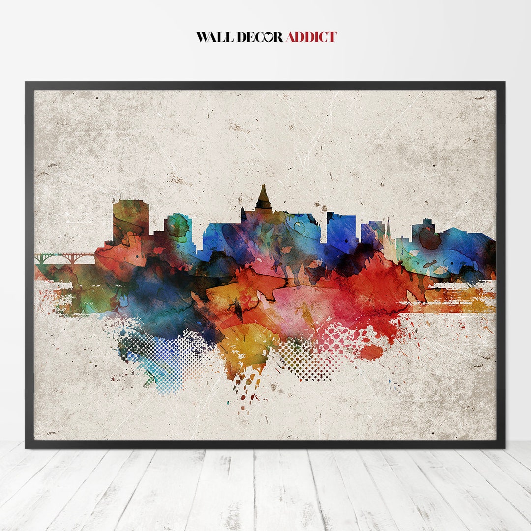 Saskatoon Print, Saskatoon Skyline Poster, Saskatoon Wall Art, Home ...