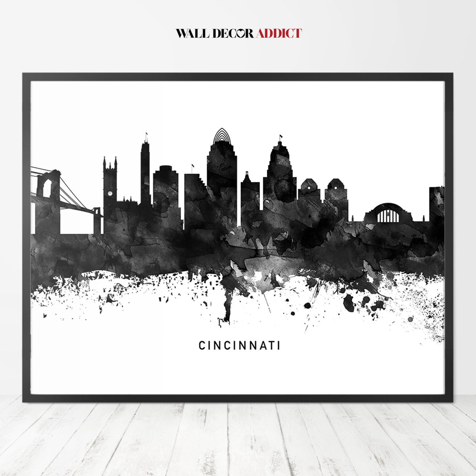 Cincinnati Print Poster Cincinnati Skyline Wall Art Home - Etsy
