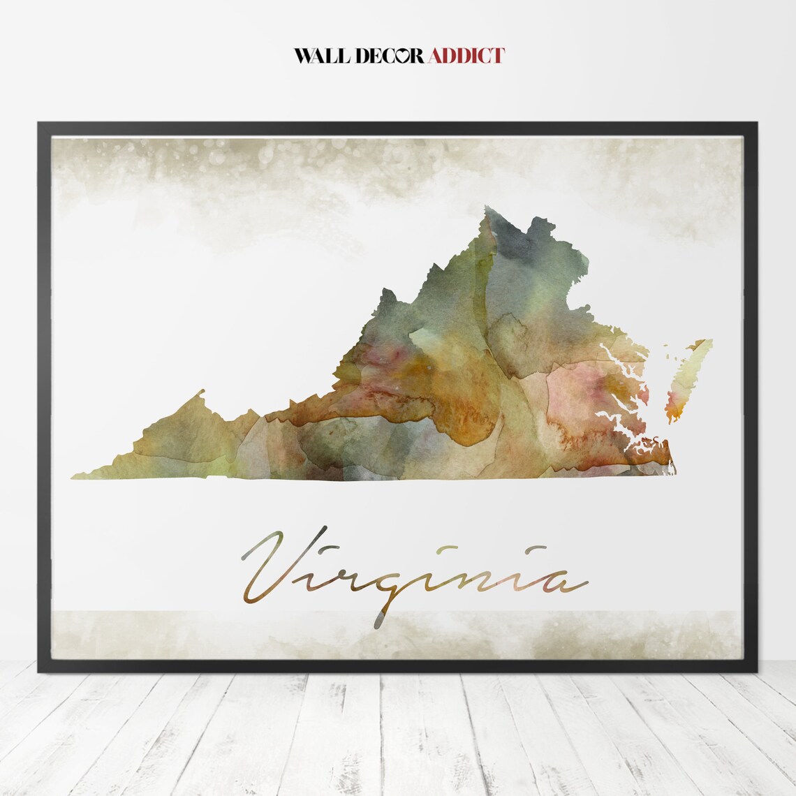 Virginia Map Print Virginia Map Virginia Wall Art State Map - Etsy