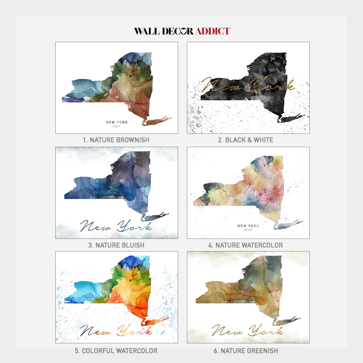 New York map print New York map New York wall art State | Etsy