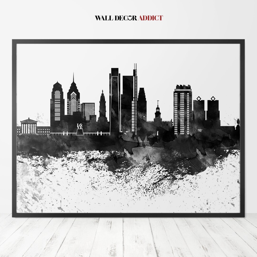Philadelphia Print, Philadelphia Skyline Poster, Philadelphia Black and ...