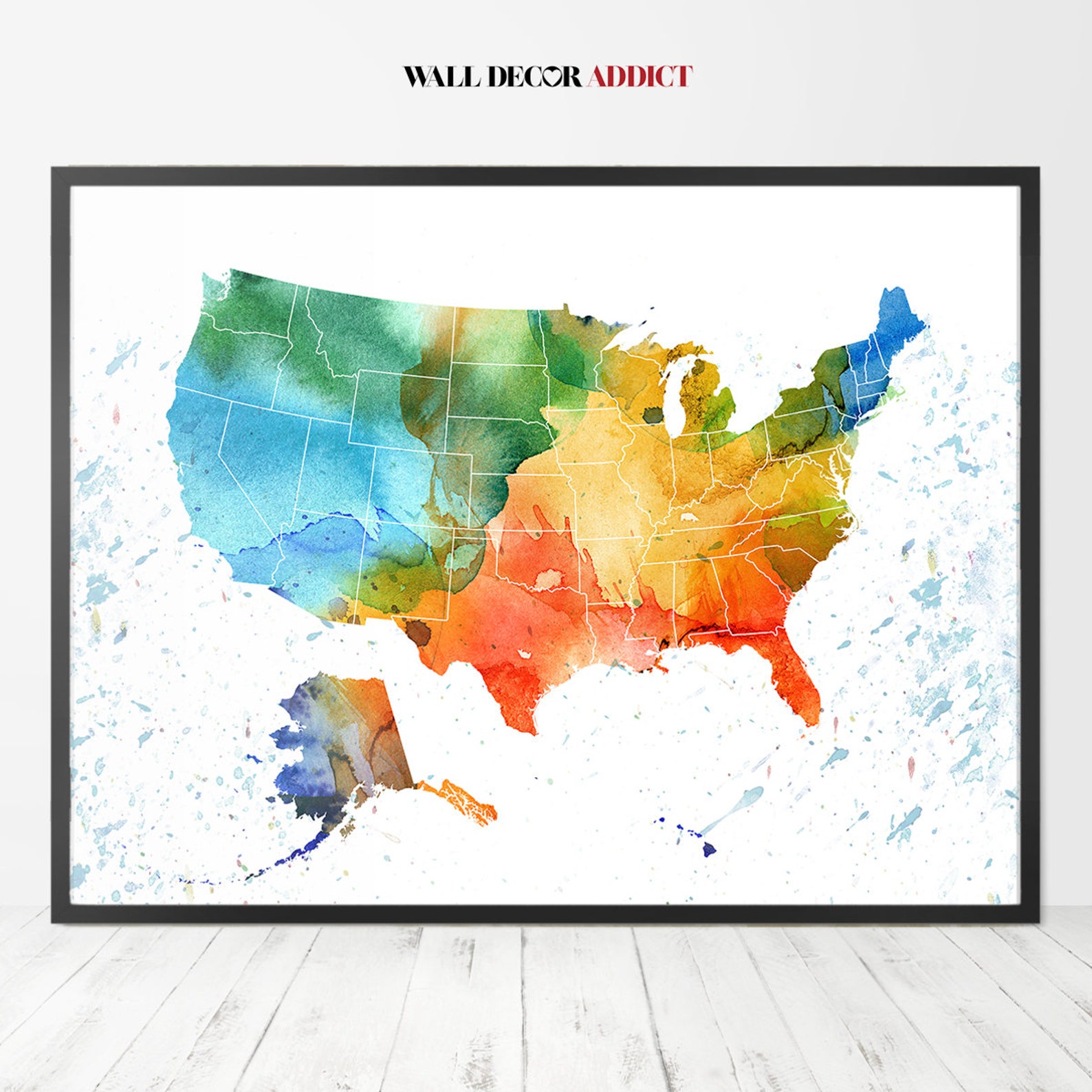 US map print United States map art large USA USA | Etsy