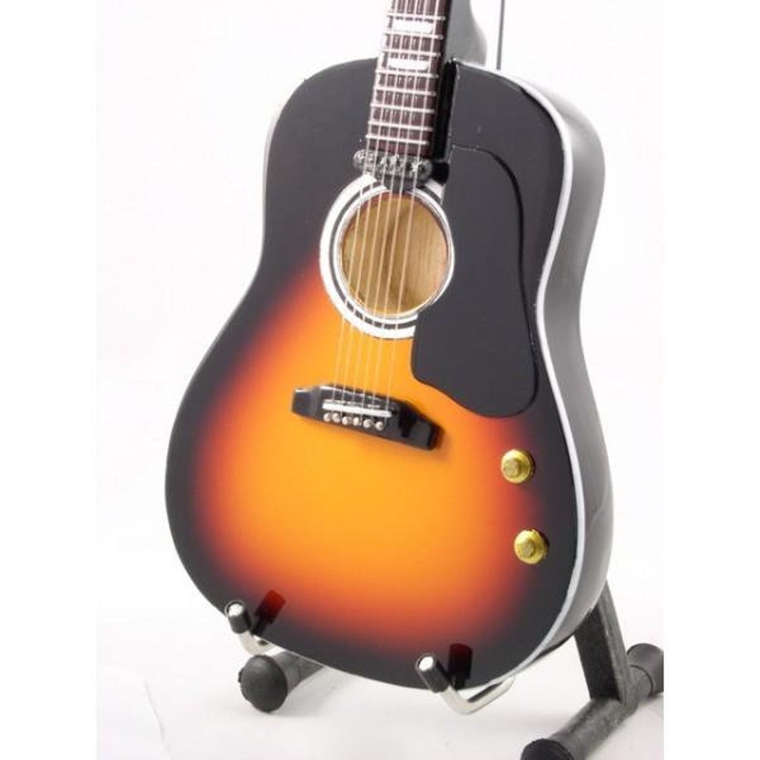 BEATLES JOHN LENNON Mini Acoustic Sunburst Guitar Memorabilia Free ...