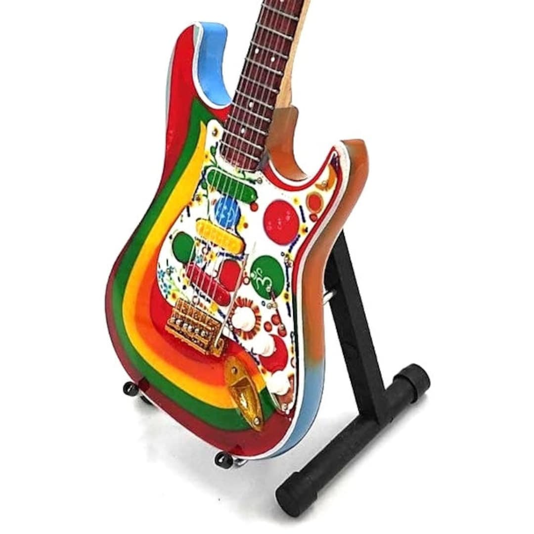 GEORGE HARRISON BEATLES Mini Retro Rocky Guitar and Free Display Stand ...