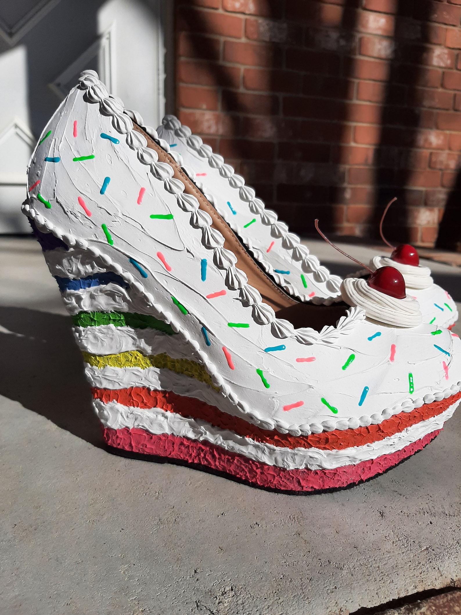 Custom Rainbow Layered Cake Wedges Cake Heels - Etsy